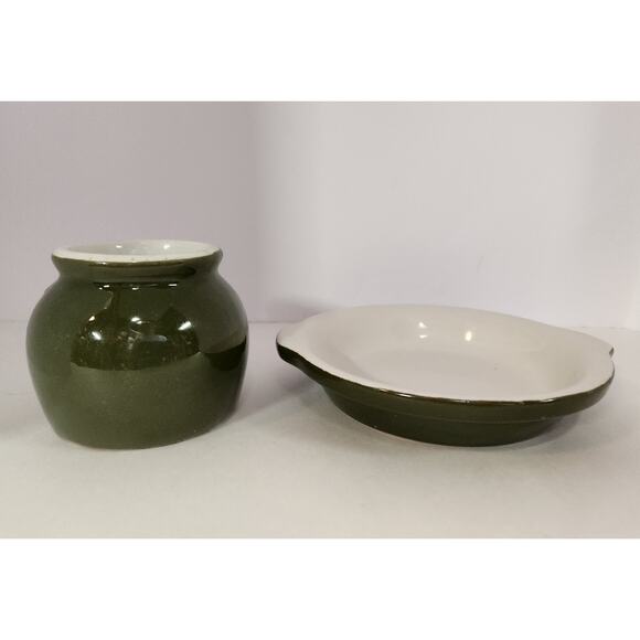 Hall | Dining | Vintage Hall Pottery Green White Crock W Matching ...